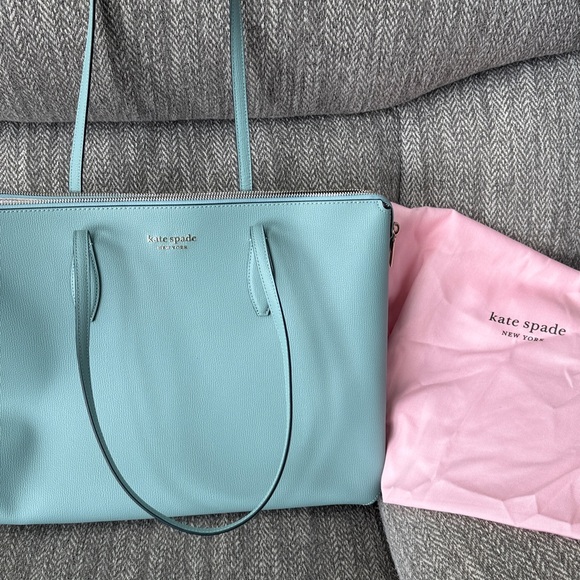 kate spade | Bags | Kate Spade Light Blue Leather Laptop Tote | Poshmark